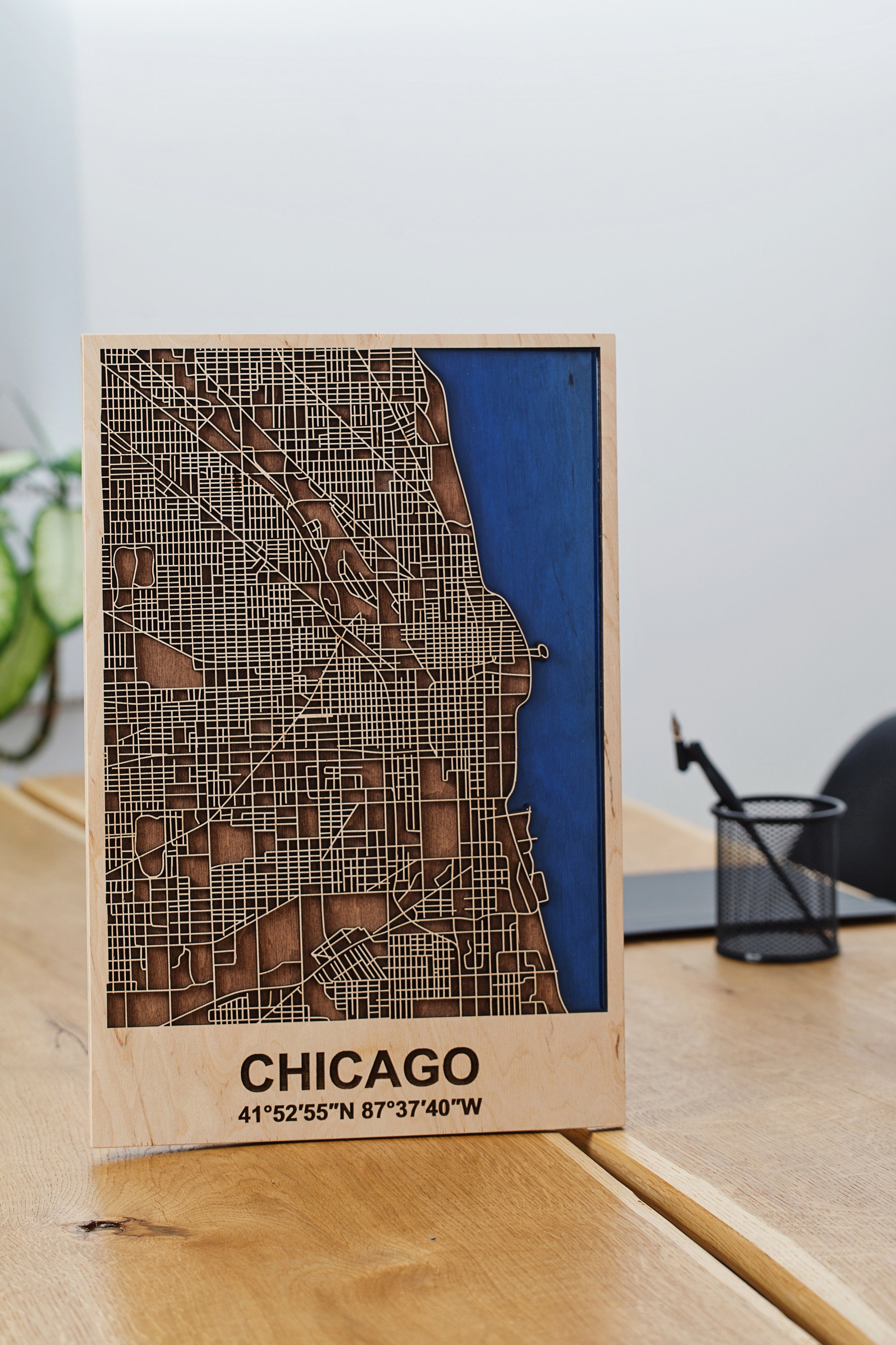 Chicago Street Map Wood 3D City Map Wooden Street Cutouts | Etsy