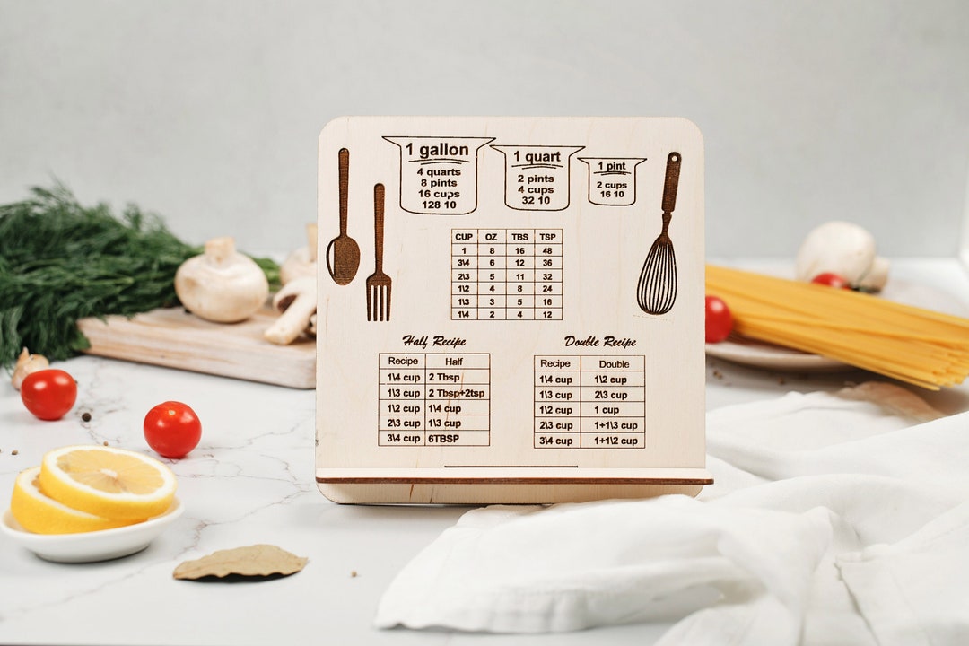 Engraved Recipe Book Holder, Rustic Wooden Cookbook Stand, Tablet Stand ...