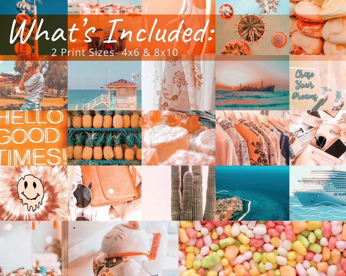 Peach Wall Collage Kit Soft Peach Collage Vsco Wall Prints Etsy Uk