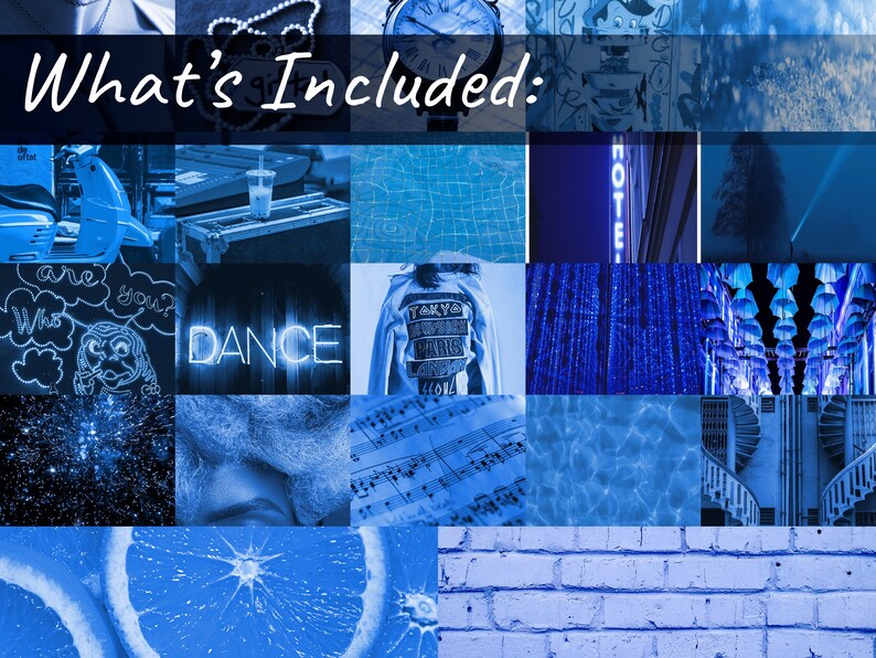 Blue Aesthetic Wall Collage Blue Collage Kit Aesthetic Vsco - Etsy