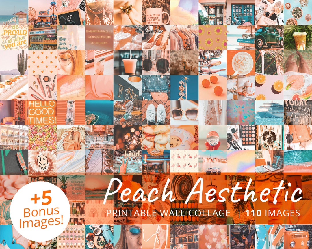Peach Wall Collage Kit Soft Peach Collage Vsco Wall Prints Etsy