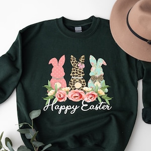 Easter Bunnies Sweatshirt,floral Bunny Sweatshirt, Easter Sweatshirt ...
