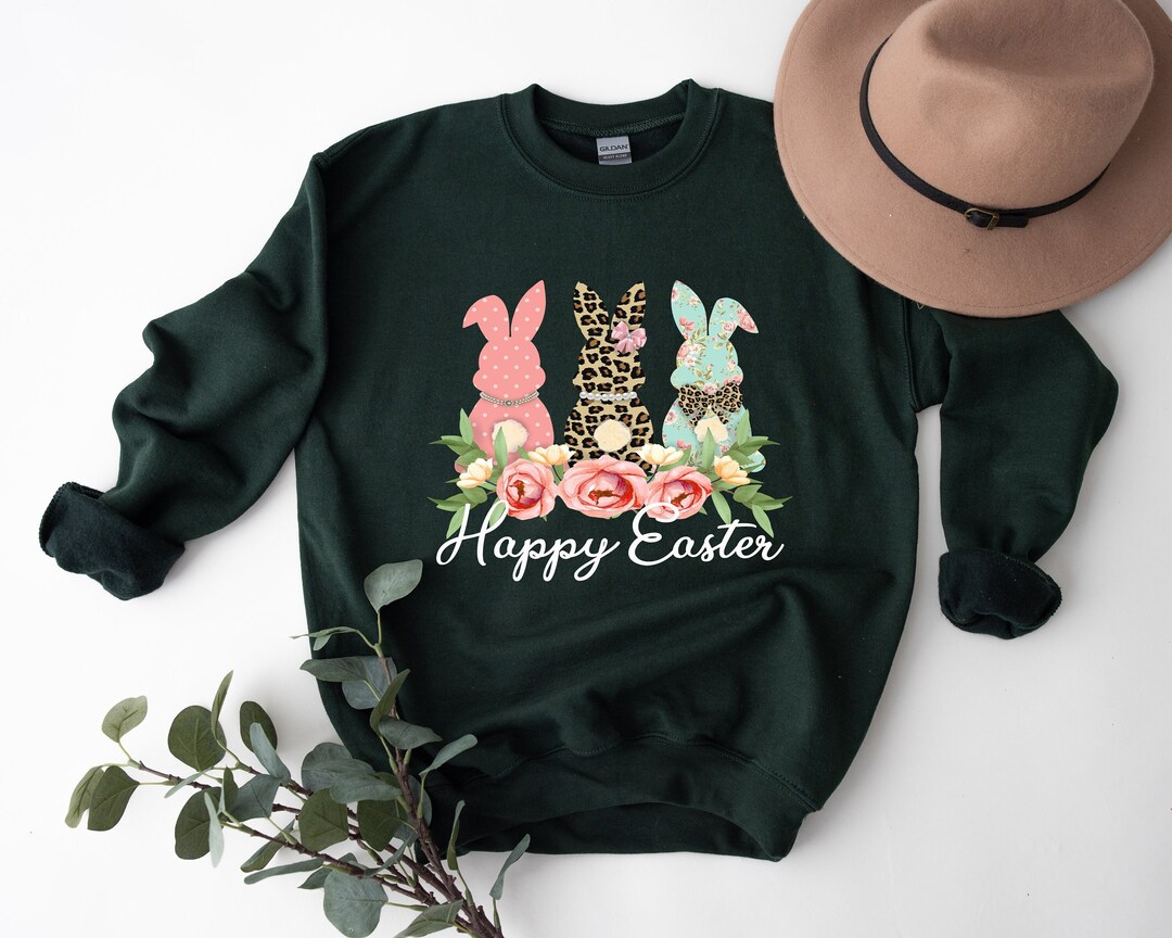 Easter Bunnies Sweatshirt,floral Bunny Sweatshirt, Easter Sweatshirt ...