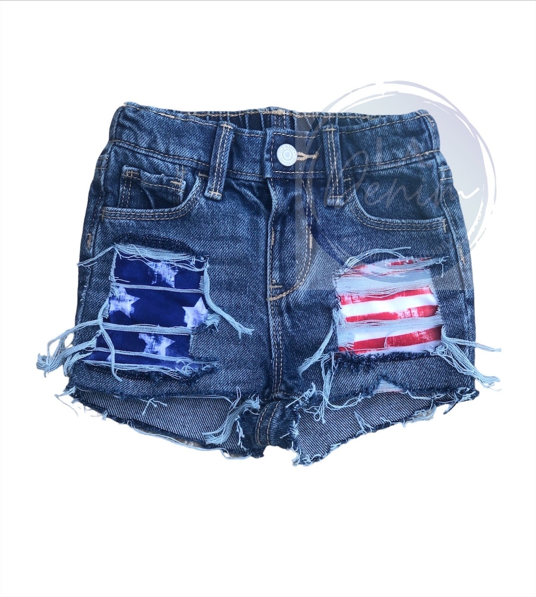 4th of July Distressed Denim Shorts for Baby, Toddler, Girls- Patriotic ...