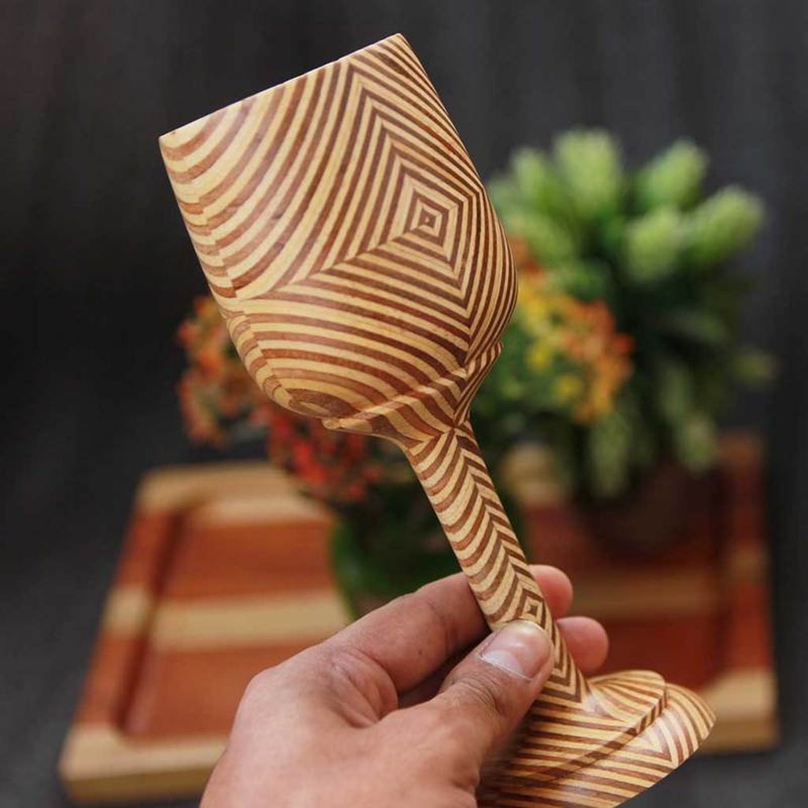 Custom Wooden Wine Glass Set Of 2 Personalized Wooden Wine Etsy