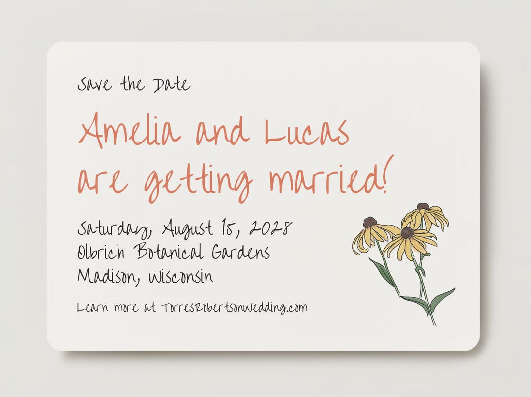 Black-eyed Susan Save the Date - Template - Etsy