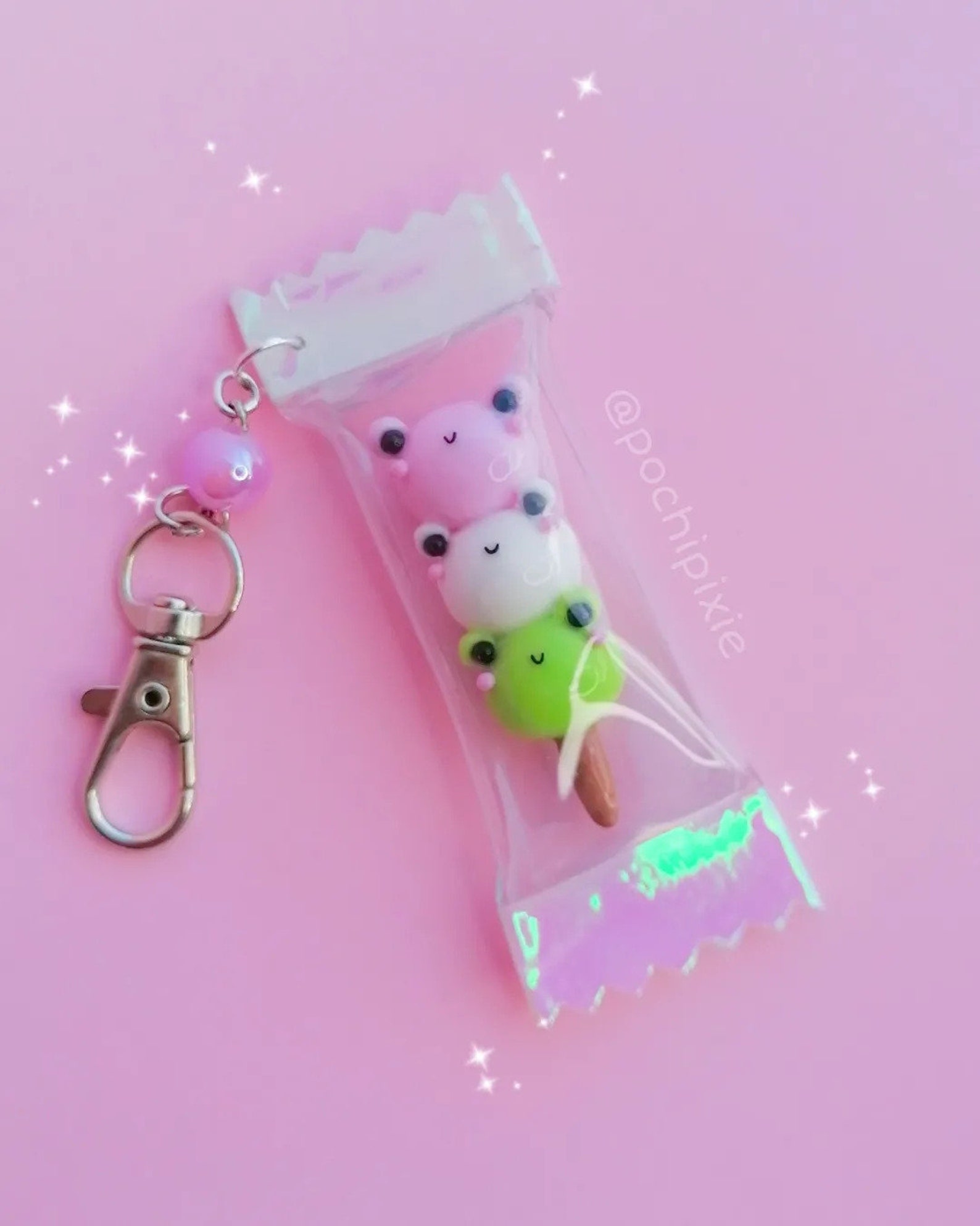 Handmade Dango Bear & Frog Candy Wrap Clay Charm / Adorable Polymer ...