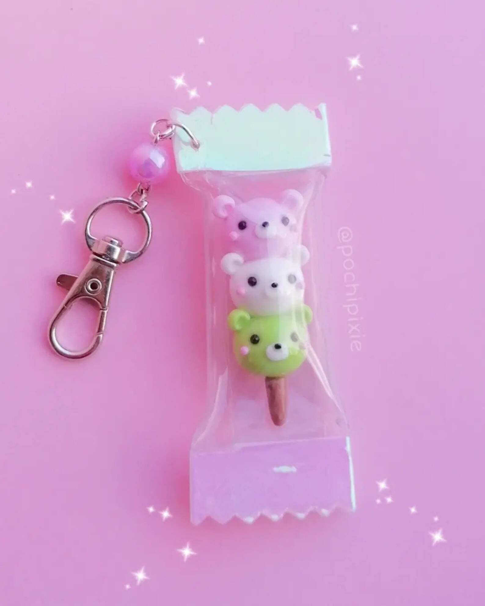 Handmade Dango Bear & Frog Candy Wrap Clay Charm / Adorable Polymer ...