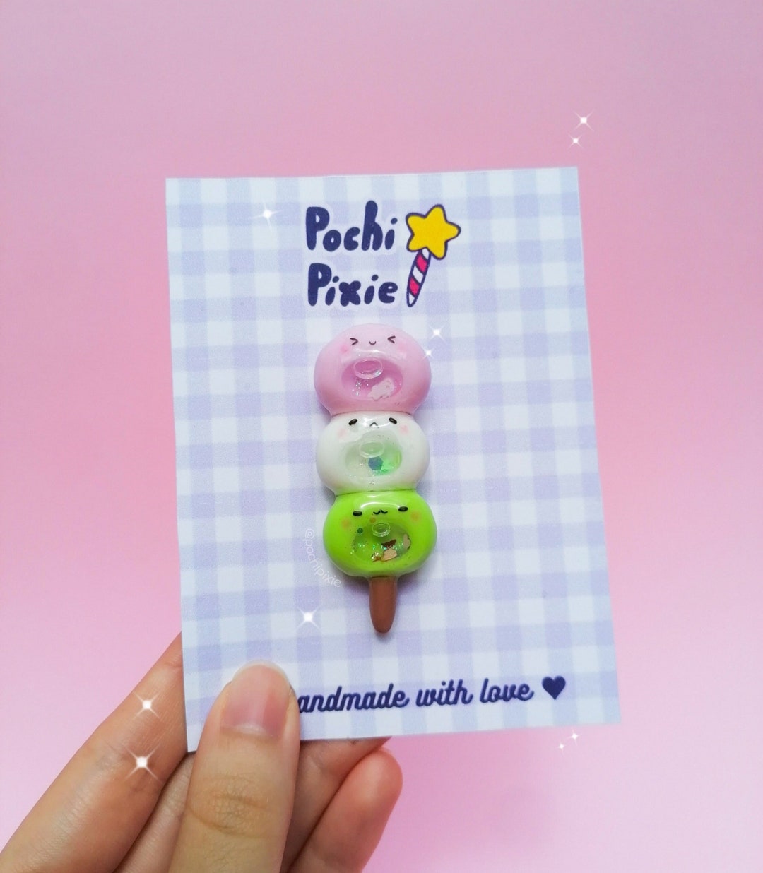 Handmade Dango Triple Shaker Pin / Polymer Clay Shaker Charm / Kawaii ...
