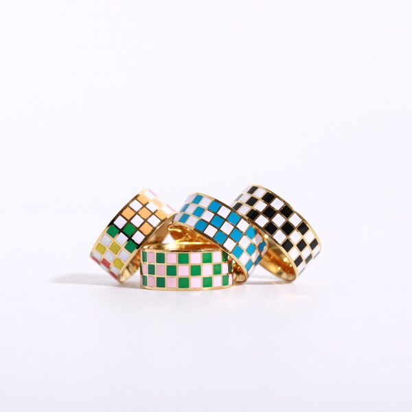 Checkerboard Ring - Etsy