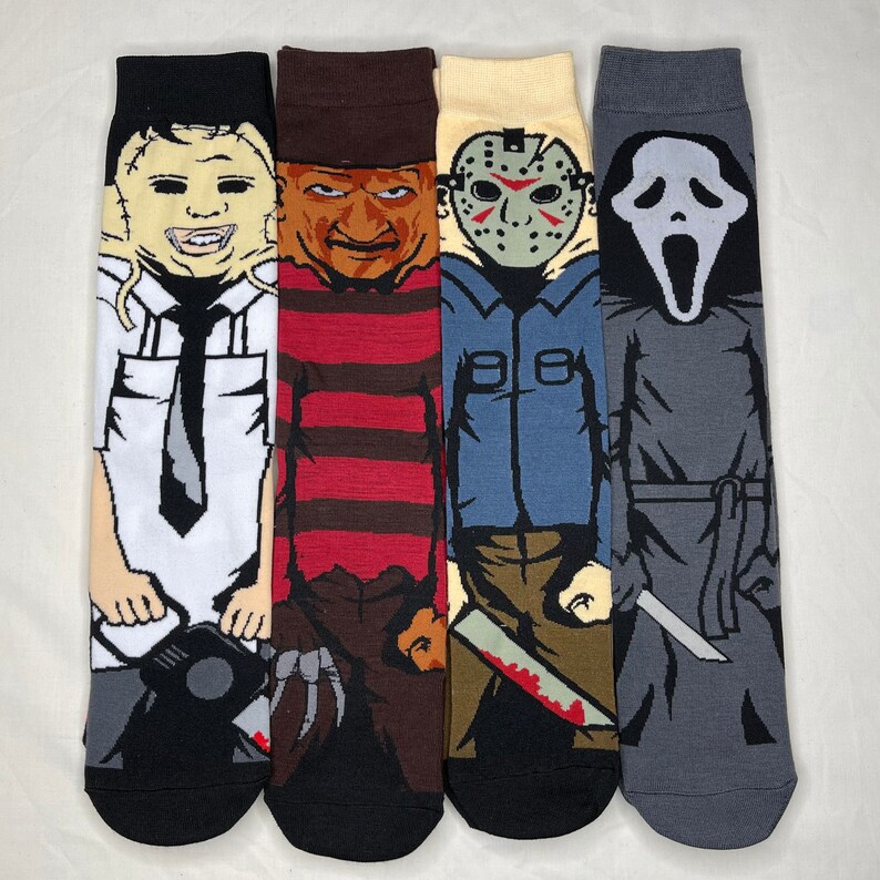 Scary Movie Socks Leatherface Freddy Krueger Jason - Etsy