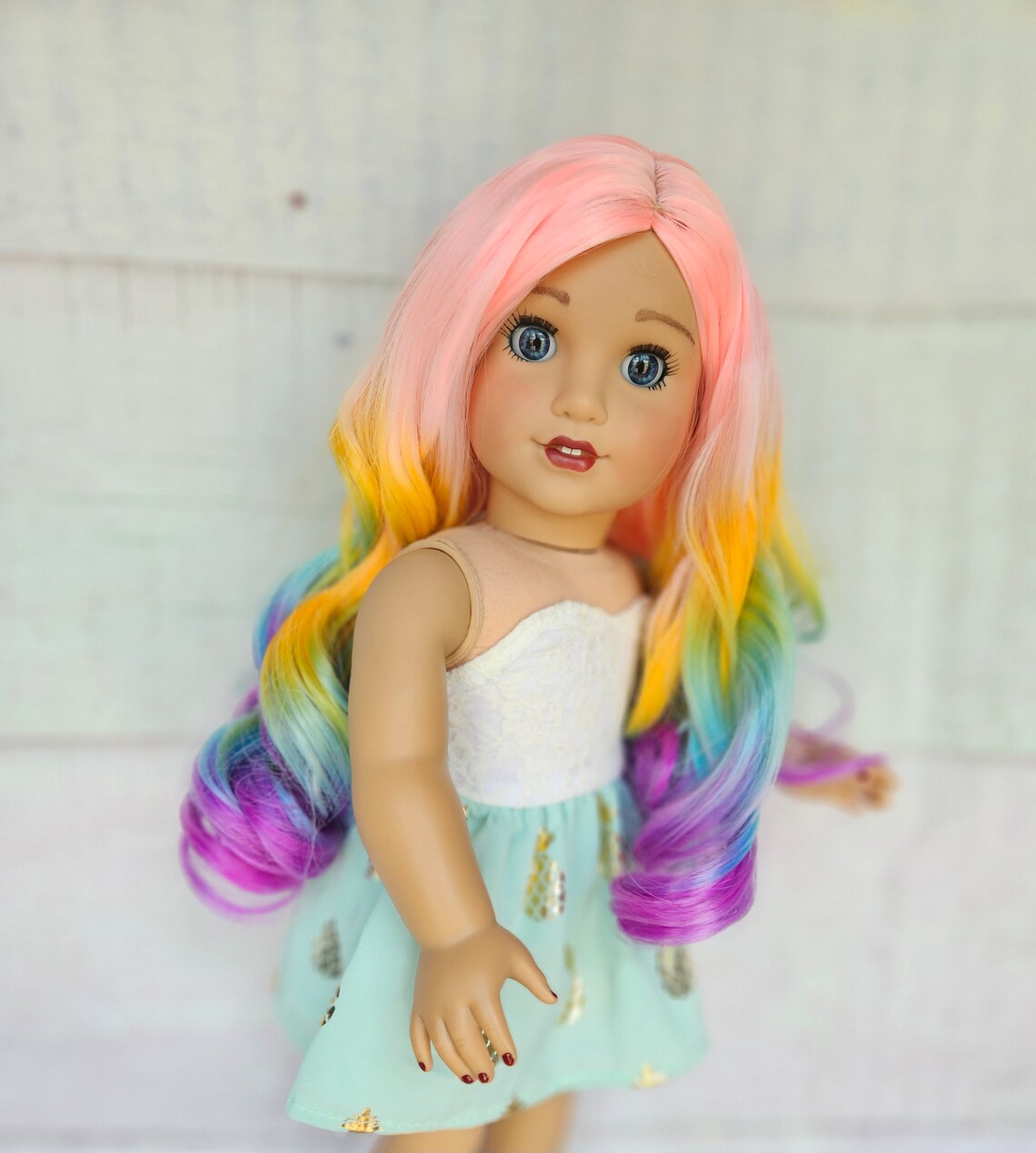 Custom Rainbow Ombre Wig for American Girl Dolls Our Generation - Etsy