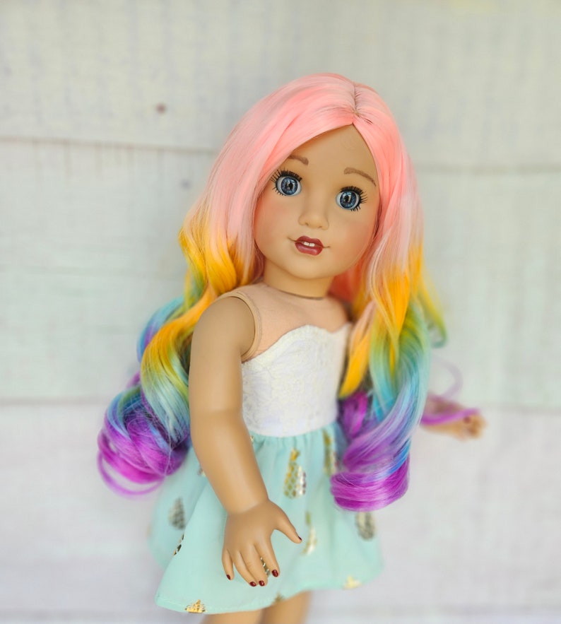 Custom Rainbow Ombre Wig for American Girl Dolls Our Generation - Etsy