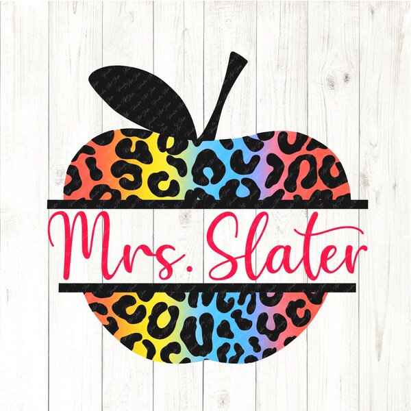 Teacher With Cheetah Apple Svg - Etsy