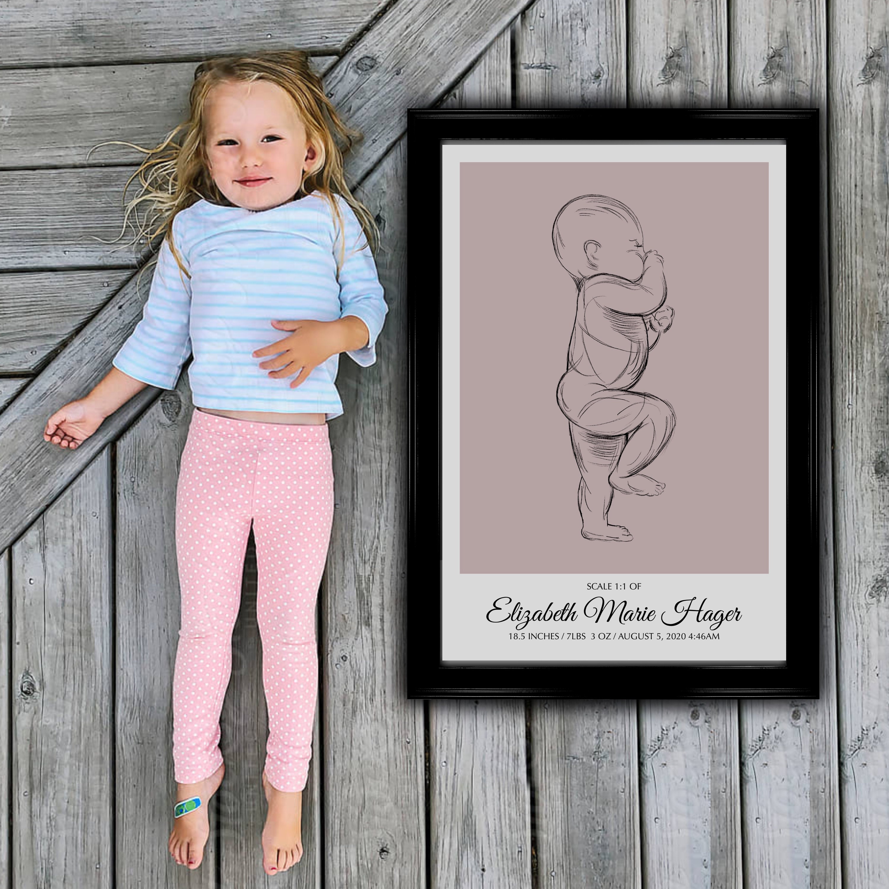 Baby Birth Poster Scale 1:1 The Birth Poster Scale Newborn | Etsy