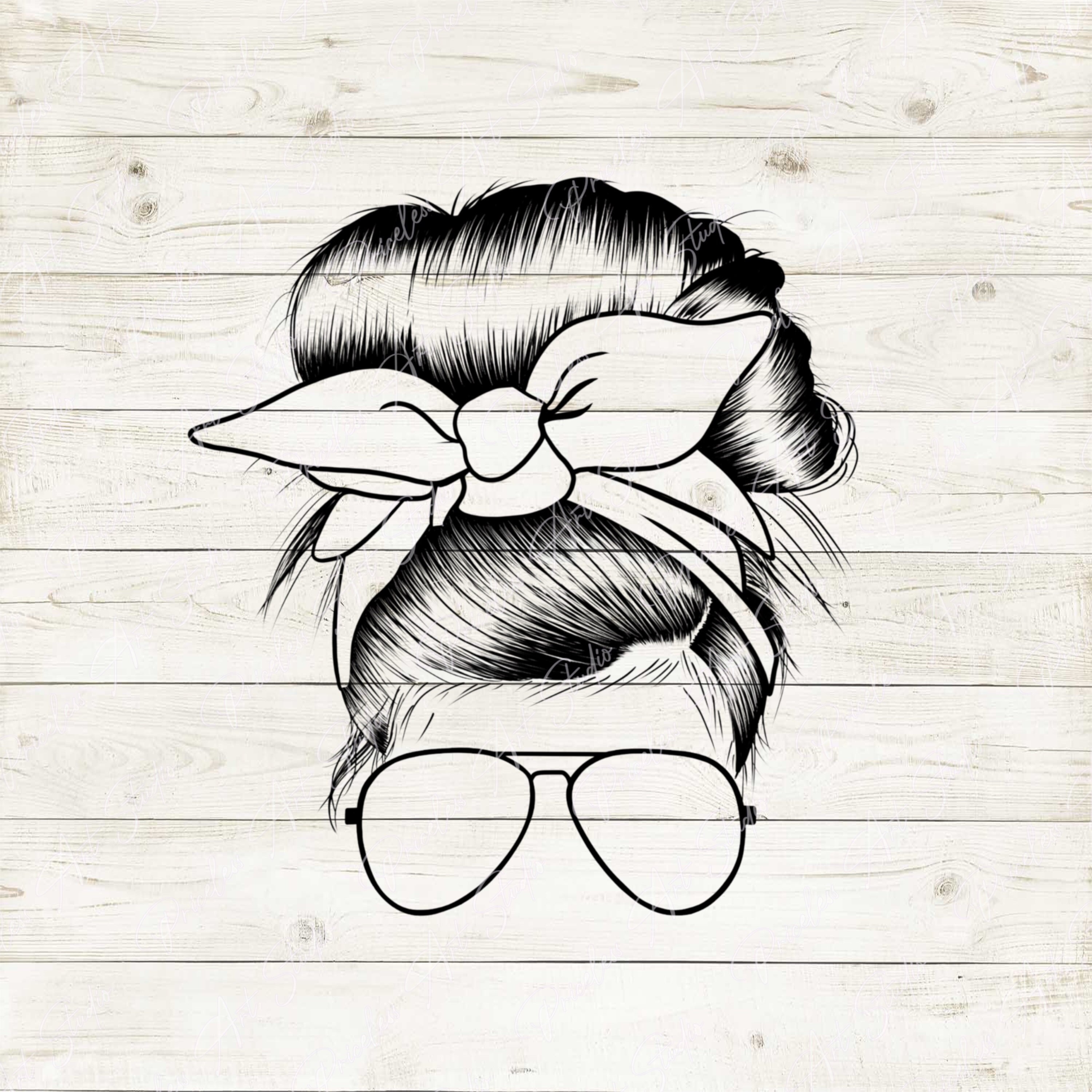 Commercial Use Bun Hair Sunglasses Headband Mom life TRANSPARENT Messy ...