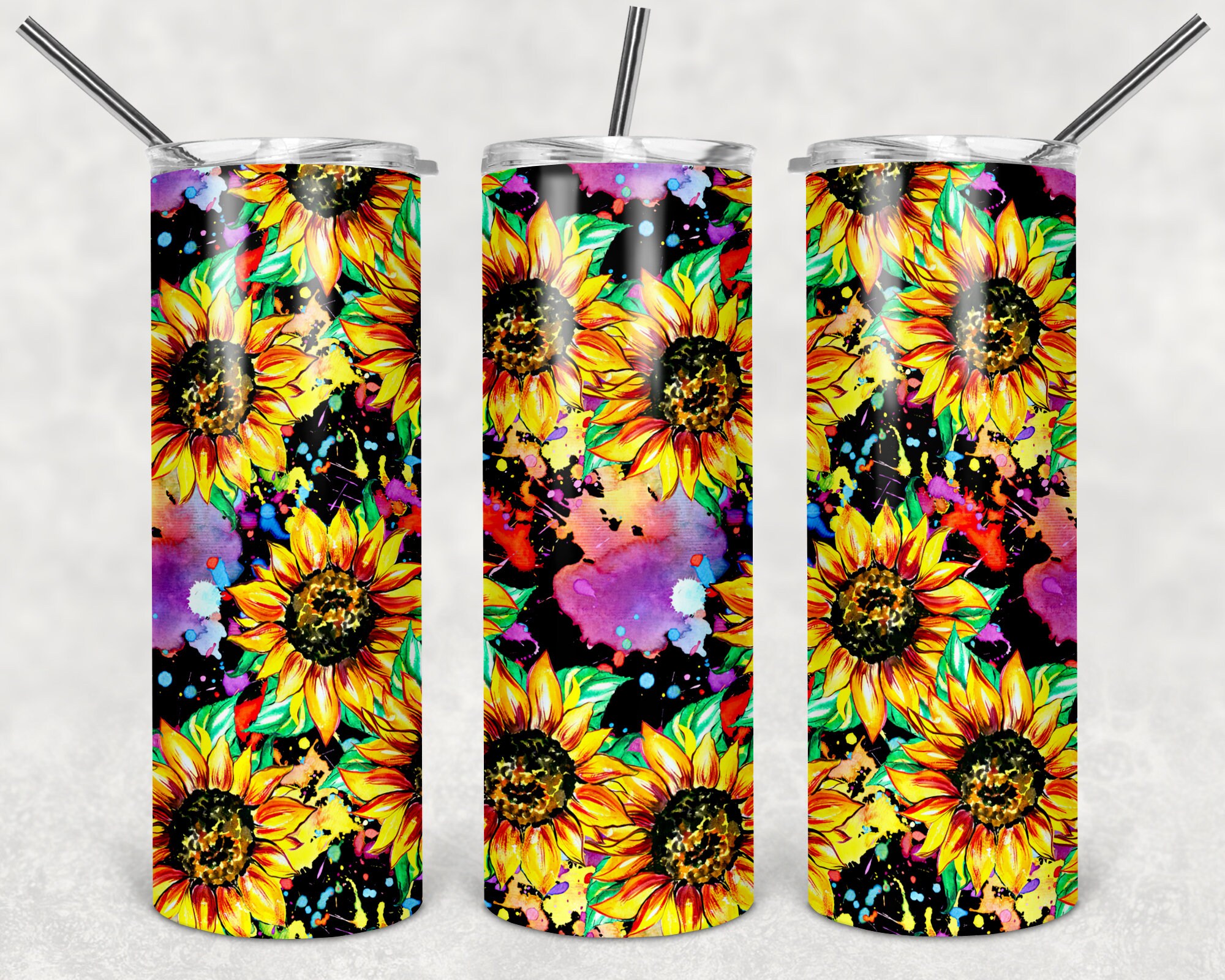 Rainbow Colorful Sunflower Sublimation Design 20 Oz Straight - Etsy