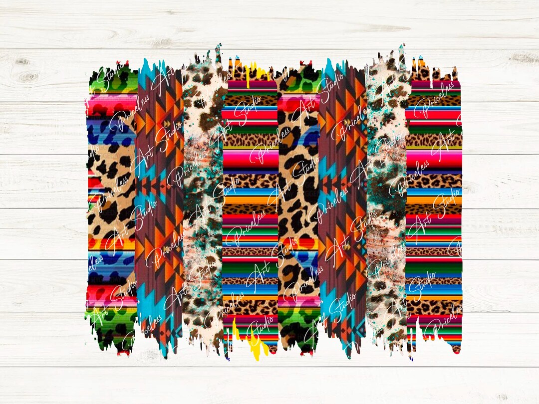 Western Serape Print, Turquoise and Cowhide Sublimation Design, Serape ...