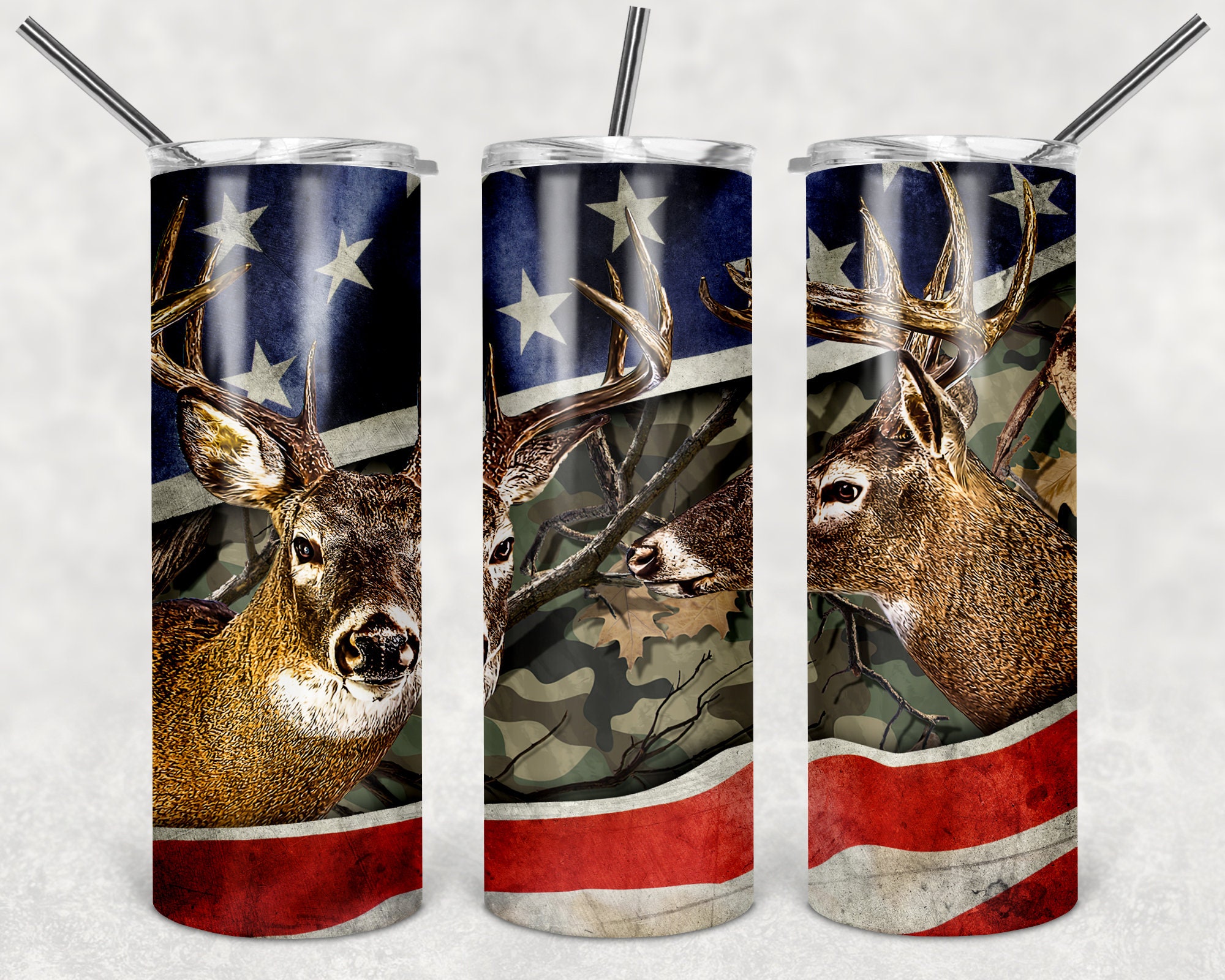 Deer Hunting Camo American Flag Sublimation Design 20 Oz - Etsy