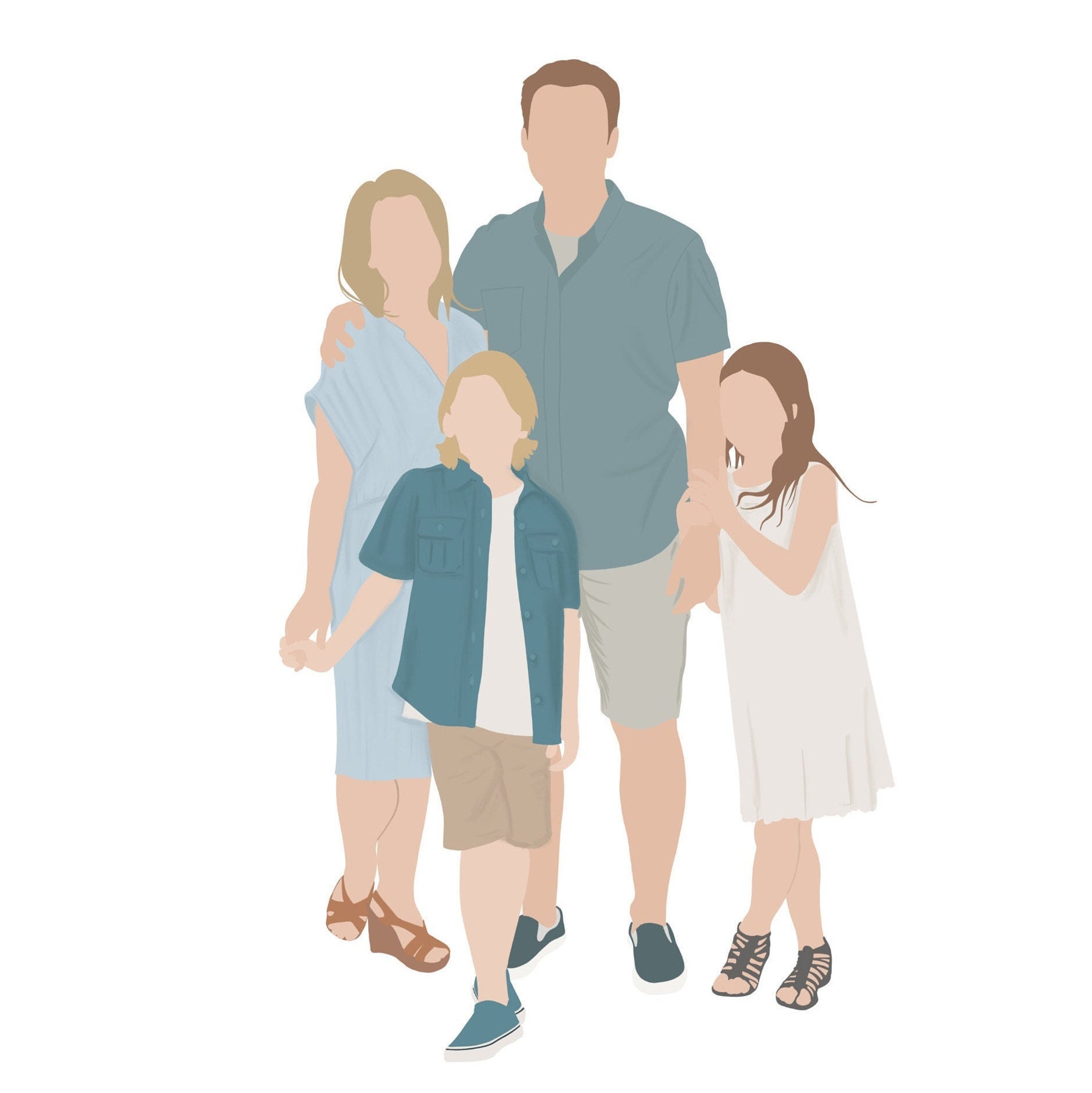 Custom Faceless family Portrait Family Portrait Custom | Etsy