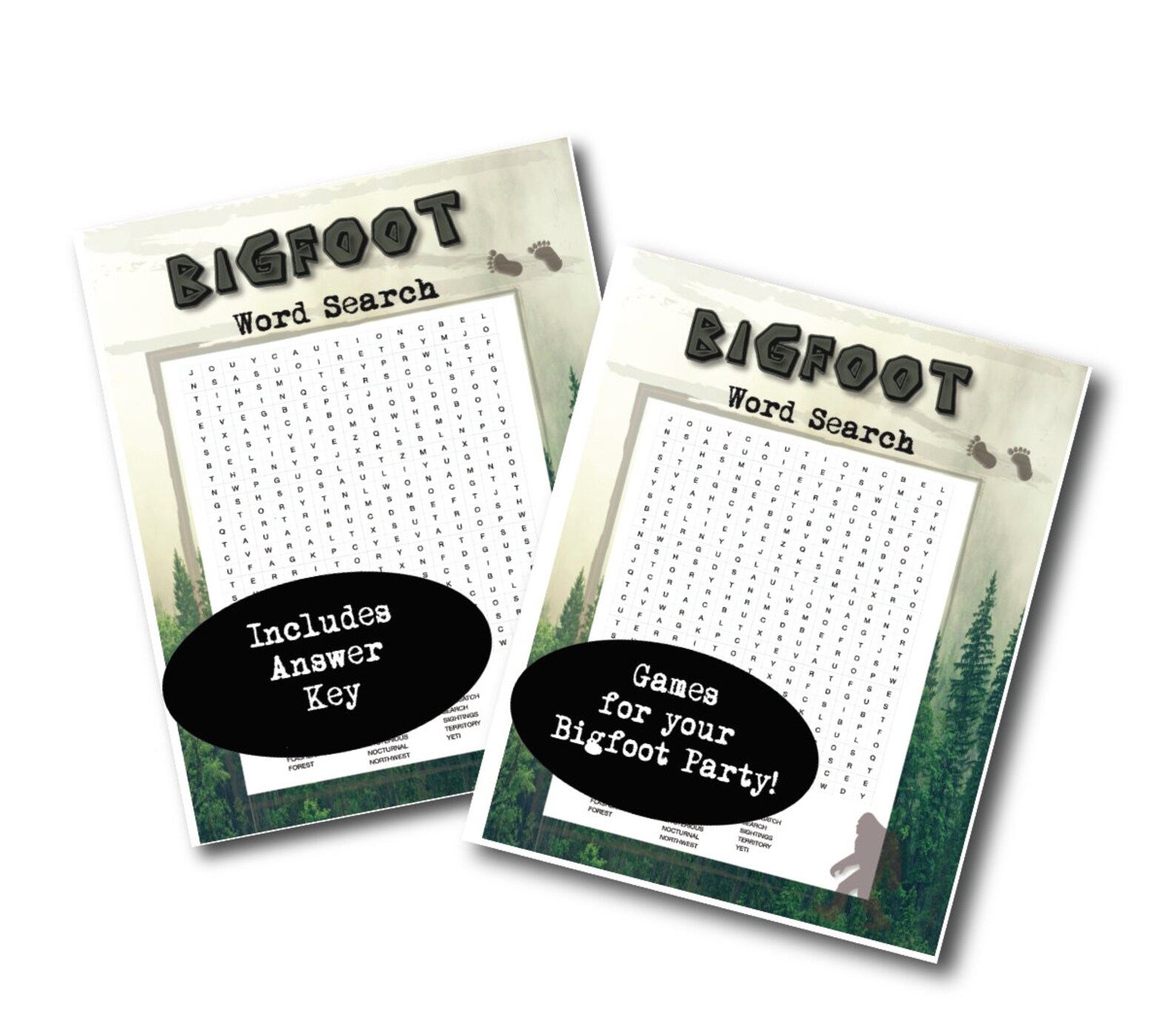 Bigfoot Word Search Bigfoot Party Game Camping Party Games | Etsy