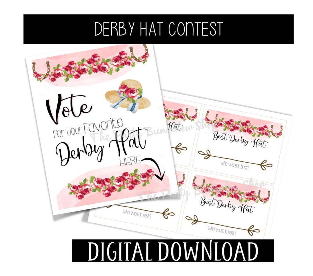 Printable Derby Hat Contest, Derby Decor, Derby Bridal Shower Party ...
