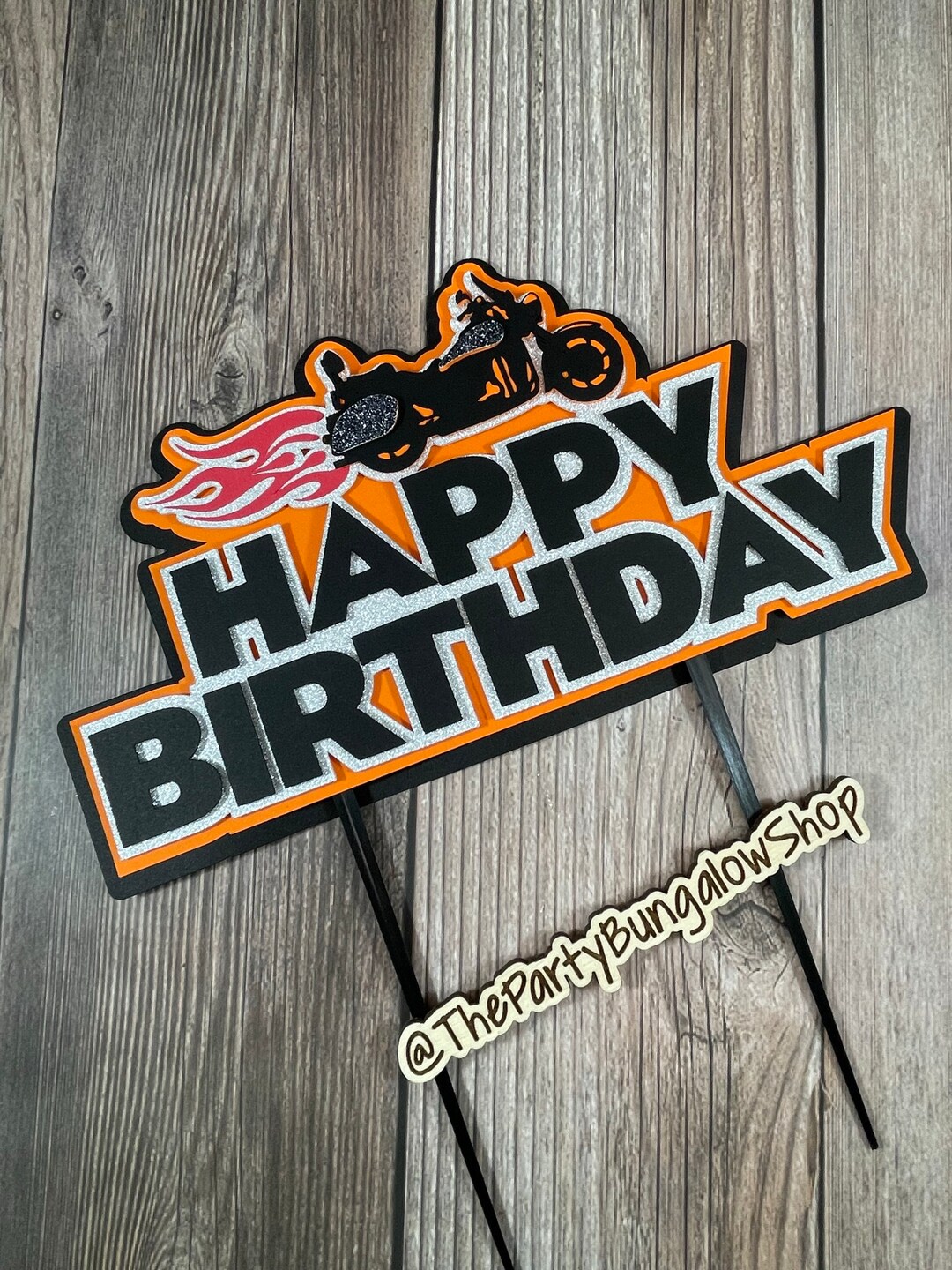 Motorcycle Cake Topper, Rugged Cupcake Toppers, Biker Cake Topper ...