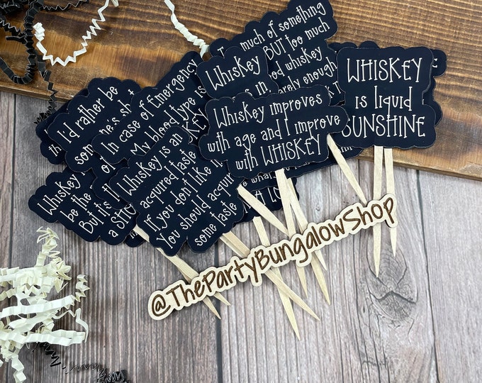 Whiskey Cupcake Toppers, Whiskey Tasting Party, Whiskey Party Picks ...
