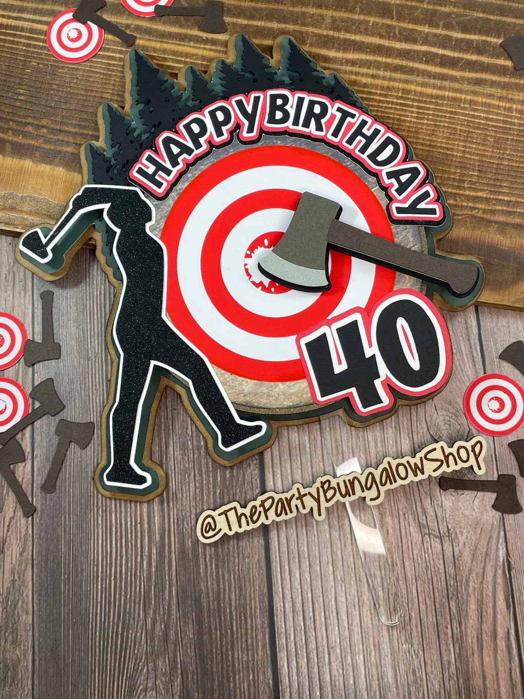 Axe Throwing Cake Topper, Retirement Cake Topper, Lumberjack Party, Axe ...