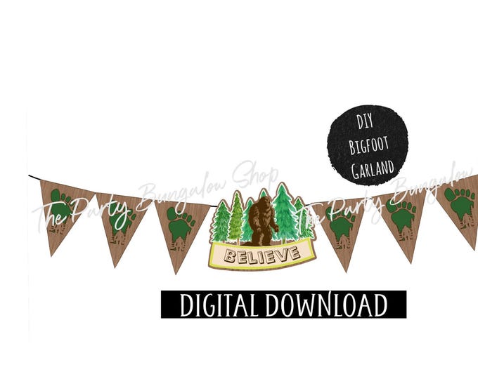 Bigfoot and Tree Garland, Sasquatch Party Decorations, Yetti, Bigfoot ...