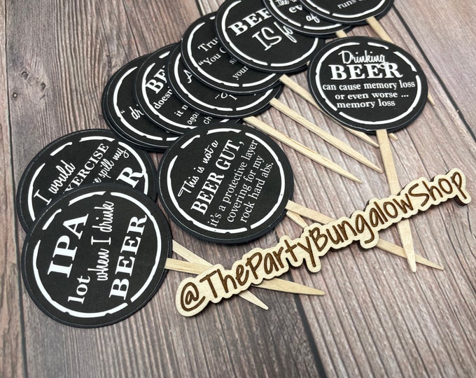 Beer Cupcake Toppers, Beer Tasting Party, Beer Party Picks, Cheers ...