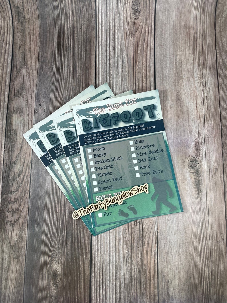 Bigfoot Scavenger Hunt Kit Bigfoot Hunting License Tree - Etsy