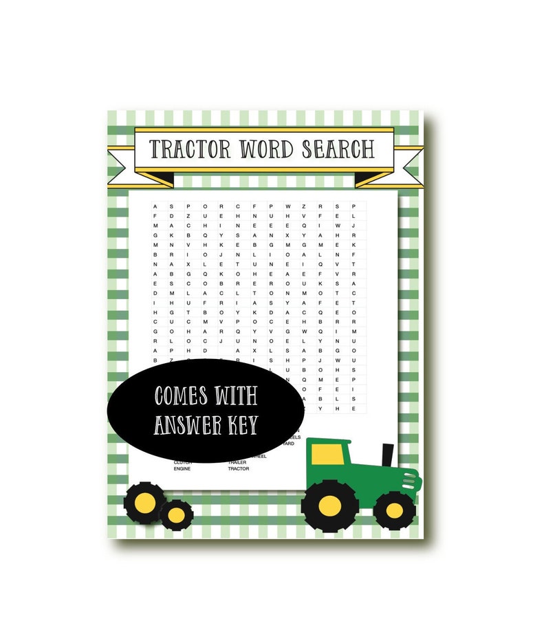 Tractor Word Search Tractor Party Game Farm and Camping - Etsy