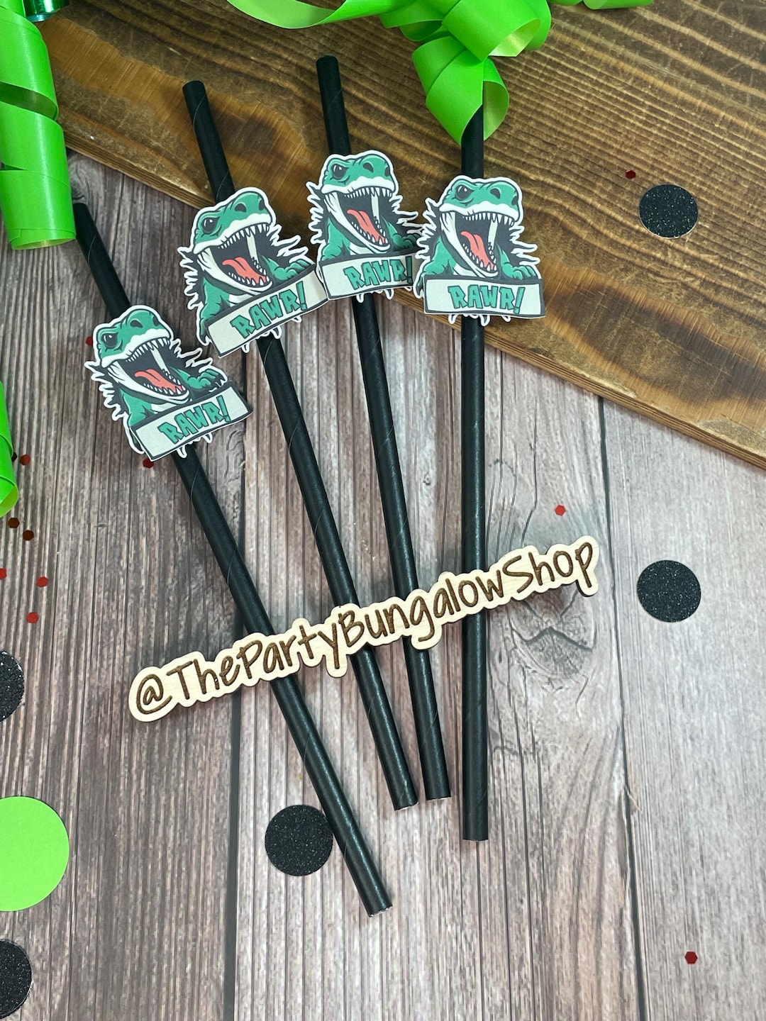 Dinosaur Straws, SET of 10 Straws, T-rex Party Decorations, - Etsy