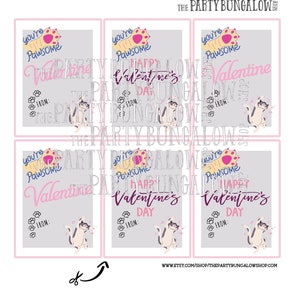 Printable Valentine Cards, Cat Valentine Cards, Kids Valentines, School ...