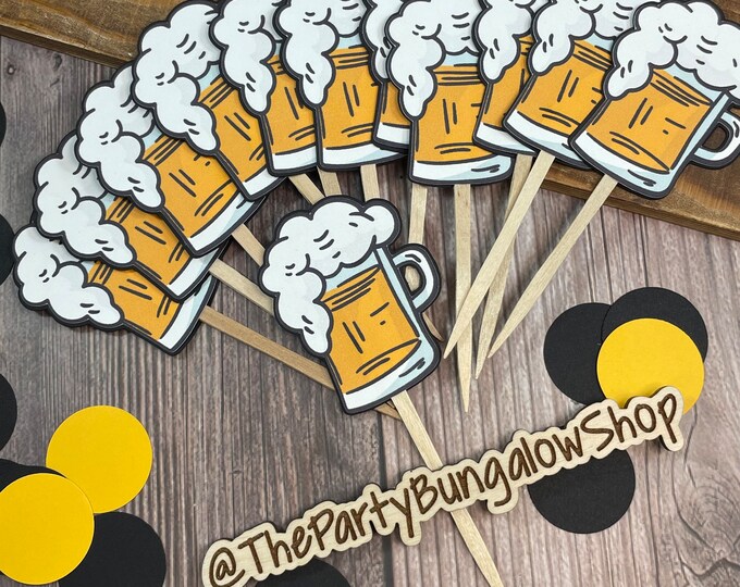 Beer Cupcake Toppers, 30th Birthday, Cheers to Beers Party, Octoberfest ...
