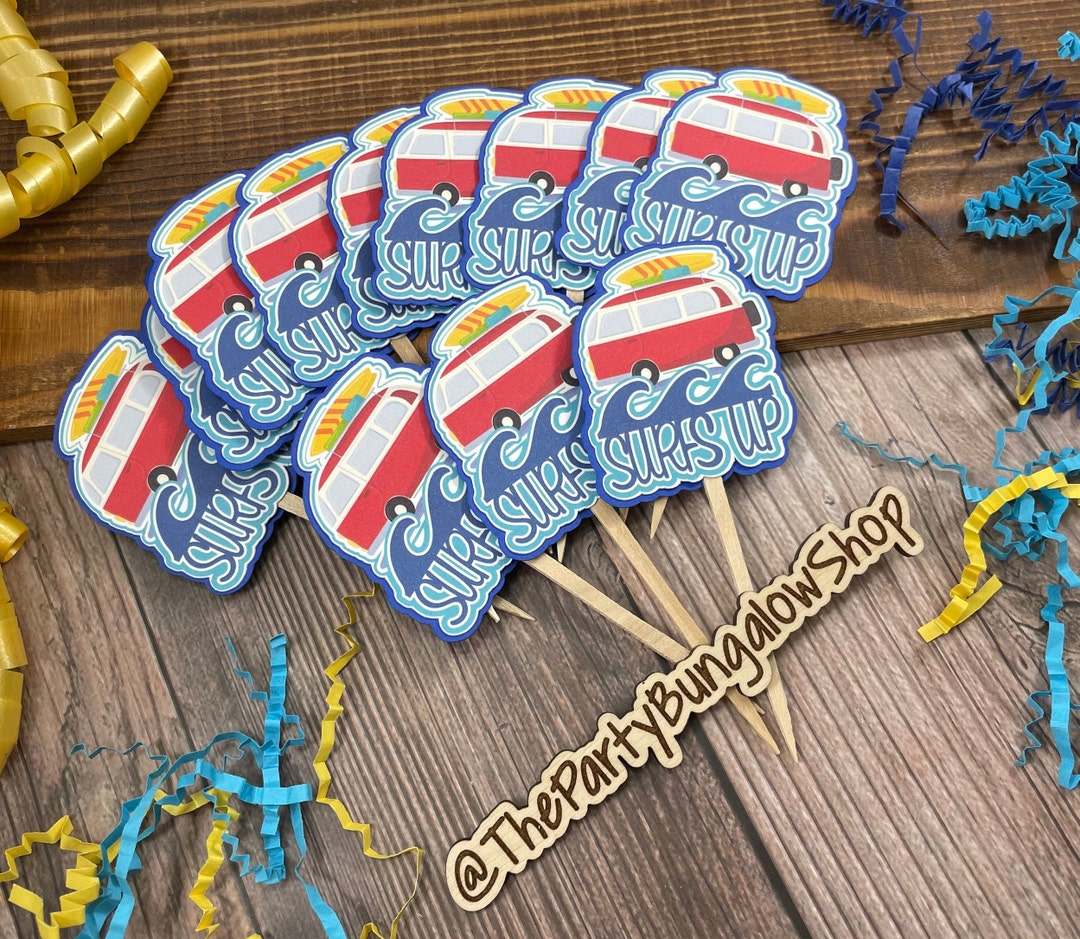 Surfing Cupcake Toppers Beach Toppers Beach Birthday Party - Etsy