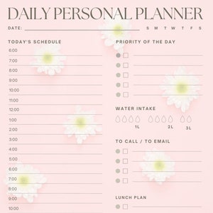 Daily Planner With Flower Background - Etsy