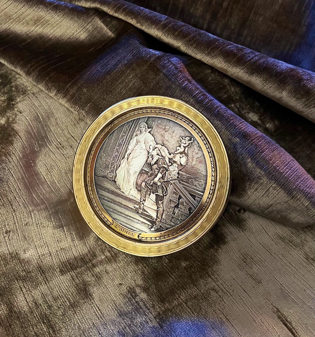 Antique French Silver and Gold Vermeil Engraved Trinket Box Engraved by ...