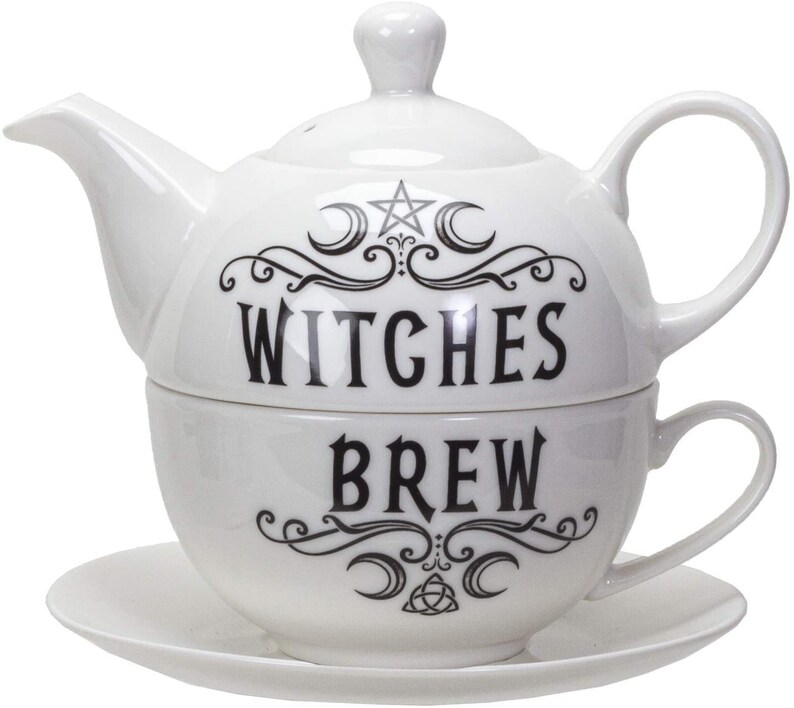 Witches Brew White Porcelain Tea Set - Etsy