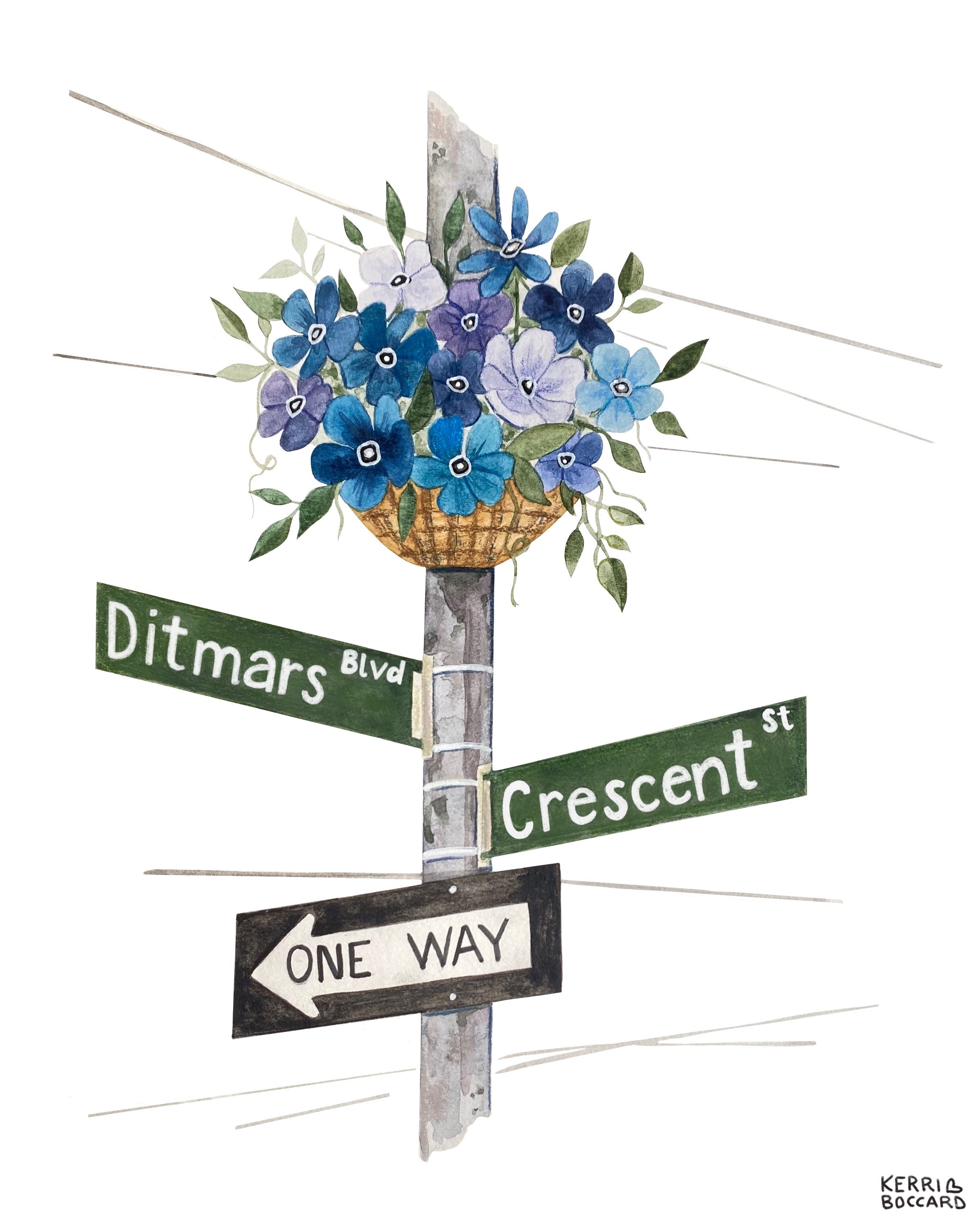 Custom Street Sign Print, Personalized Street Sign Watercolor Print ...