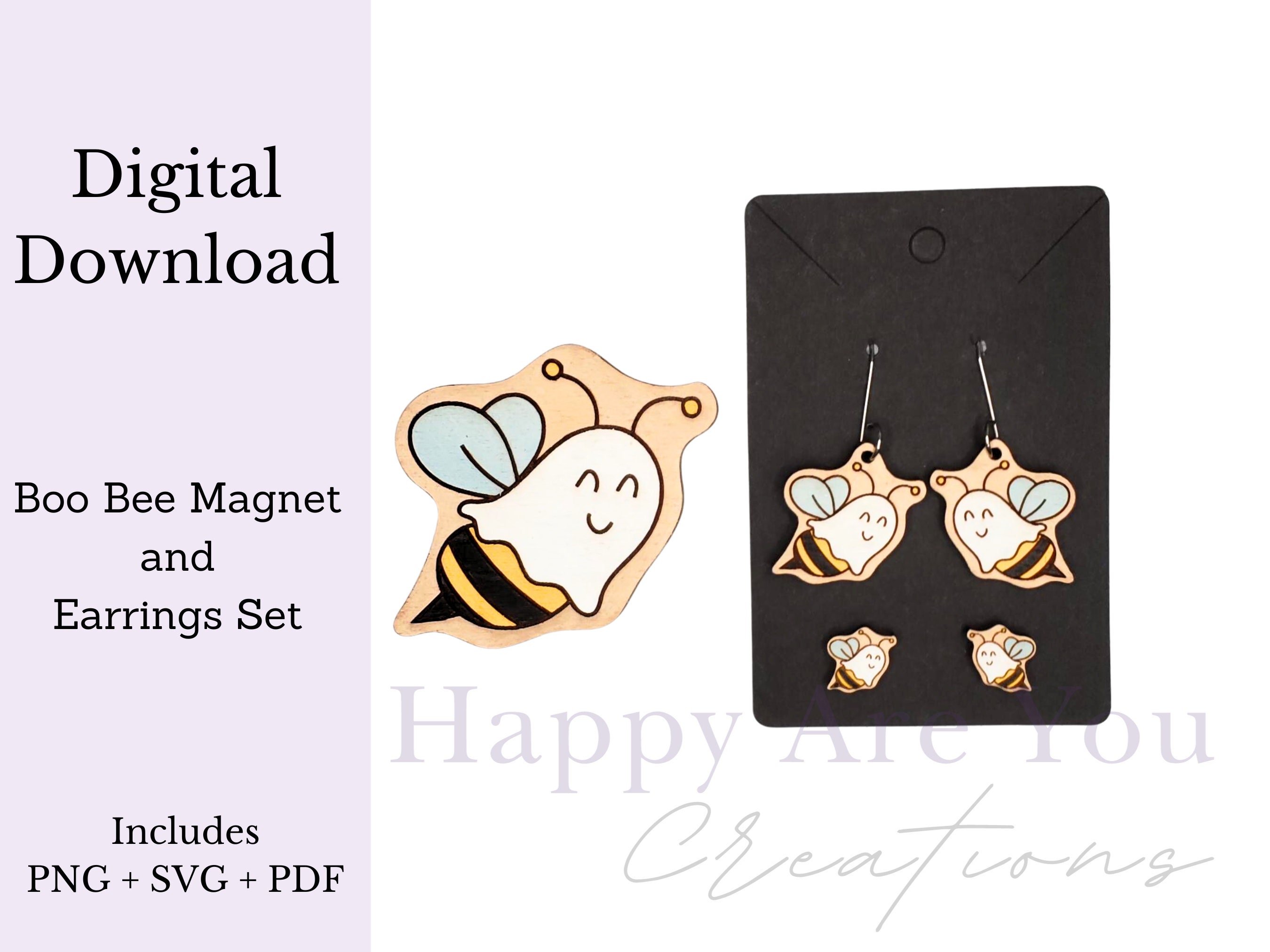 DIGITAL DOWNLOAD, Boo Bees Digital File, Laser Cut SVG File, Glowforge ...