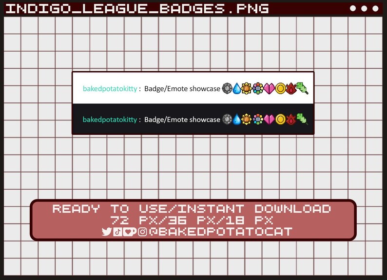 8 Bit Pixel Indigo League Gym Badges Twitch/discord Emote/sub Badges ...