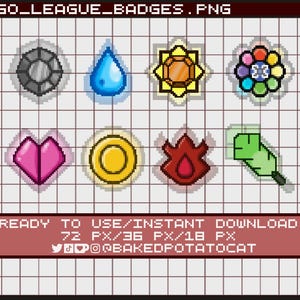 8 Bit Pixel Indigo League Gym Badges Twitch/discord Emote/sub Badges ...