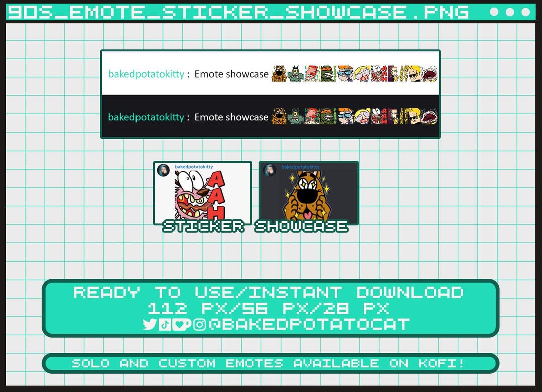 90s Cartoons Emotes Pack Twitch/discord Emote for Streamers or Gamers ...