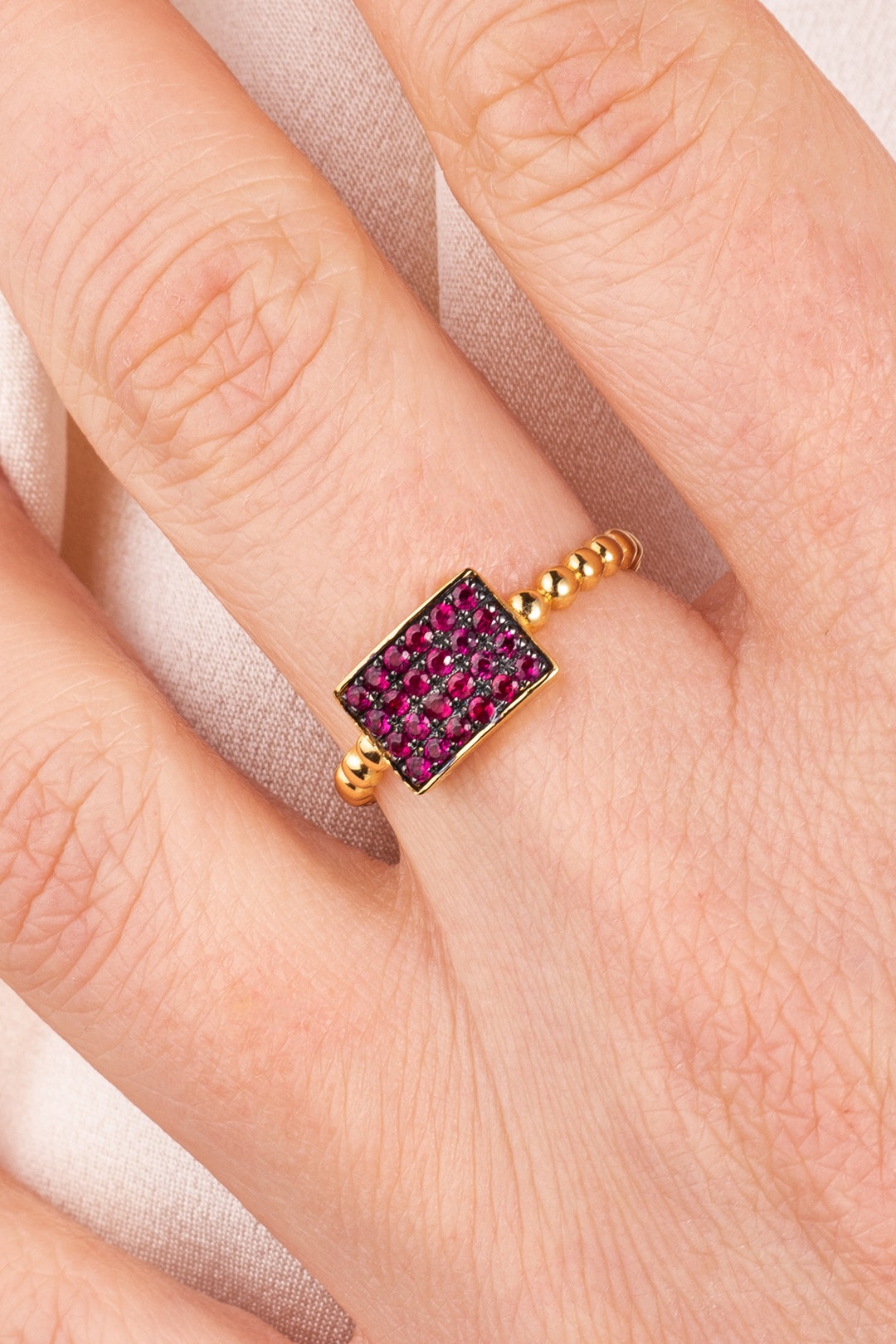 14K Solid Gold Ruby Rings for Women, Real Gold Rings for Women, Ruby ...