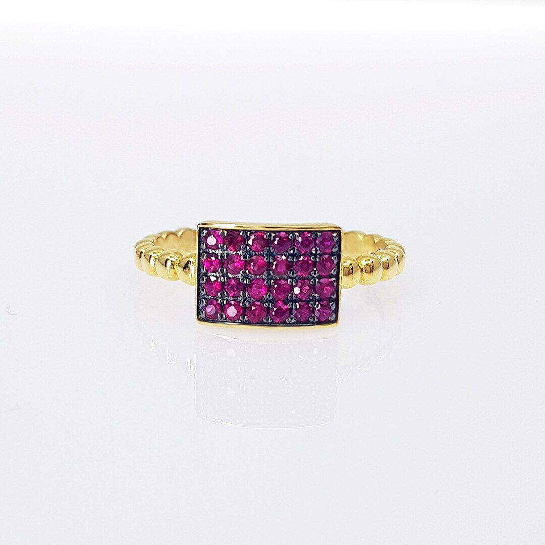 14K Solid Gold Ruby Rings for Women, Real Gold Rings for Women, Ruby ...