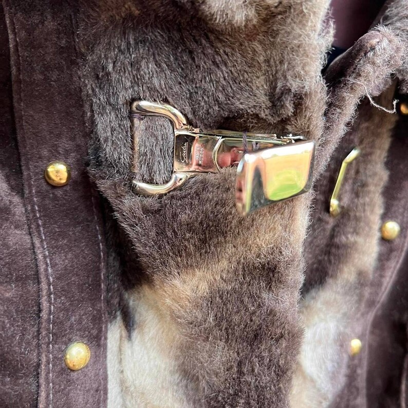 1960s/70s Union Made Faux Suede and Fur Coat Cow Print Faux Fur Retro ...