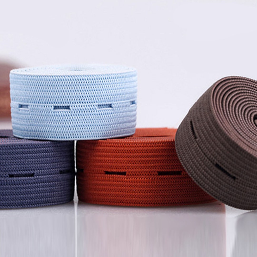 Black and White Buttonhole Elastic Band Elasticity Belt Hole Button ...