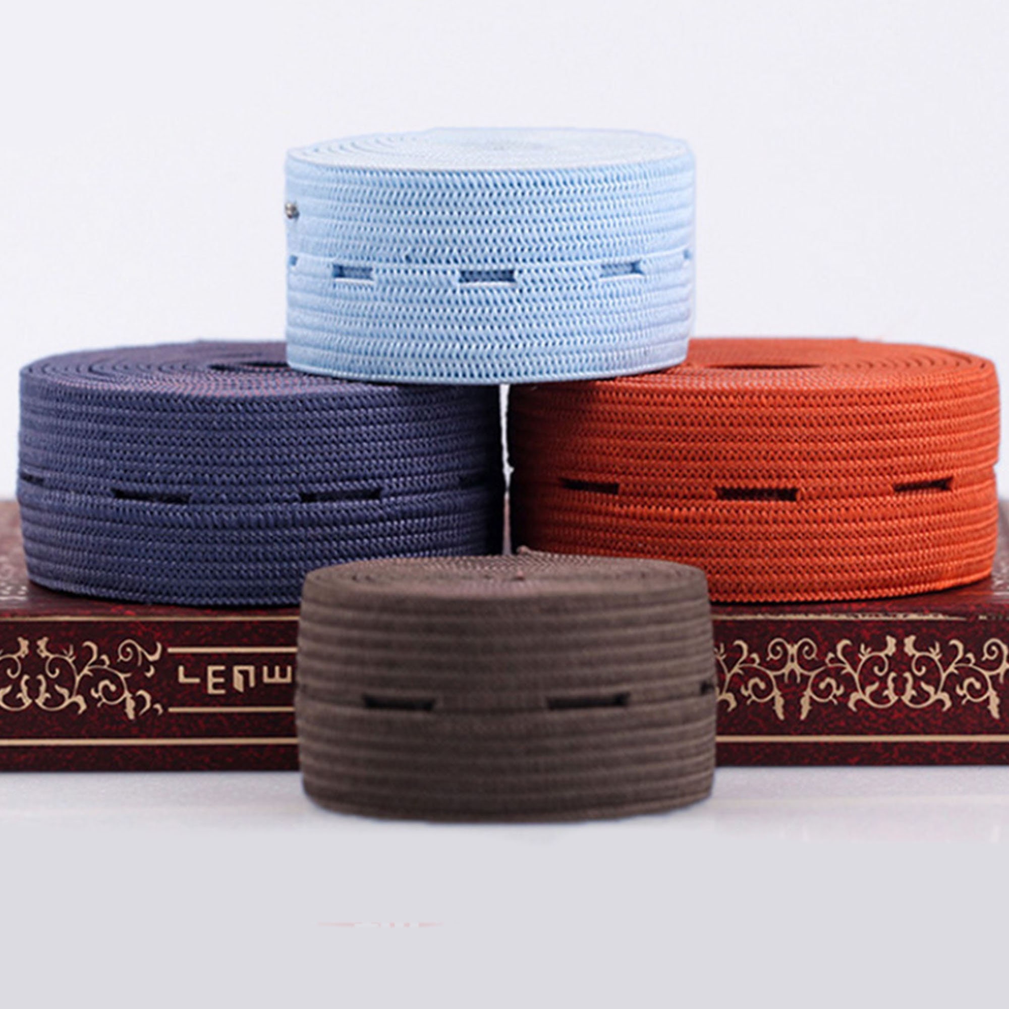 Black and White Buttonhole Elastic Band Elasticity Belt Hole Button ...